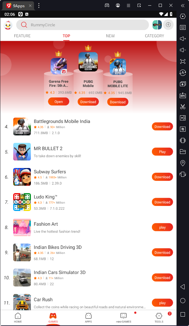 Download and Run 9Apps on PC for Free