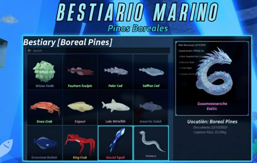 Bestiario Boreal Pines en Fisch: todos los monstruos y recompensas